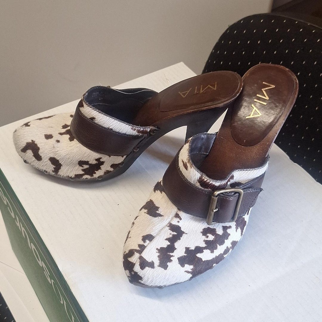Mia Vintage Cowhide Heels - Etsy
