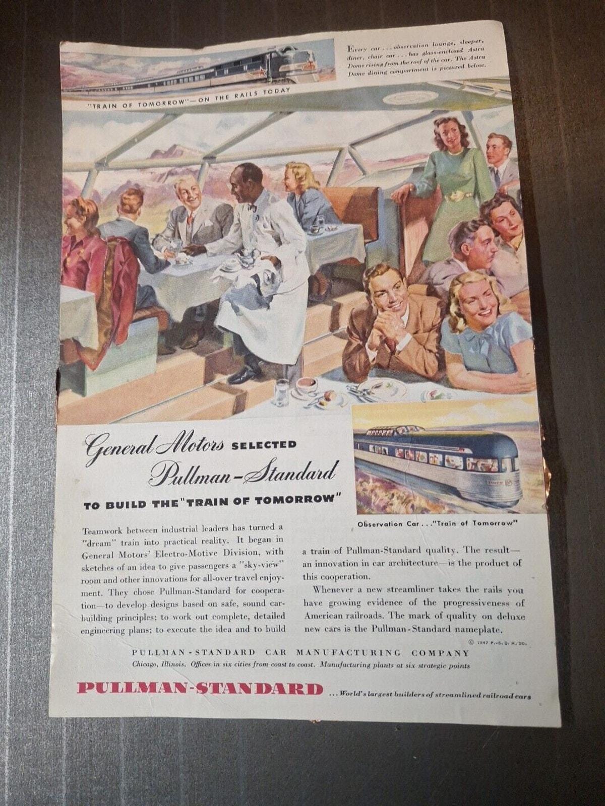 1947 Pullman-standard Passenger Train Cars Passengers Boarding Art ...