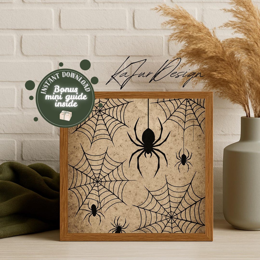 Eerie Spider and Cobweb Wall Art Printable for Modern Interiors ...