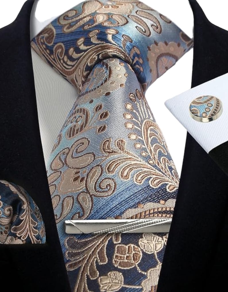 Elegant Tie Set, Mans's Suit Tie, Men's Pocket Square, Cufflinks and ...