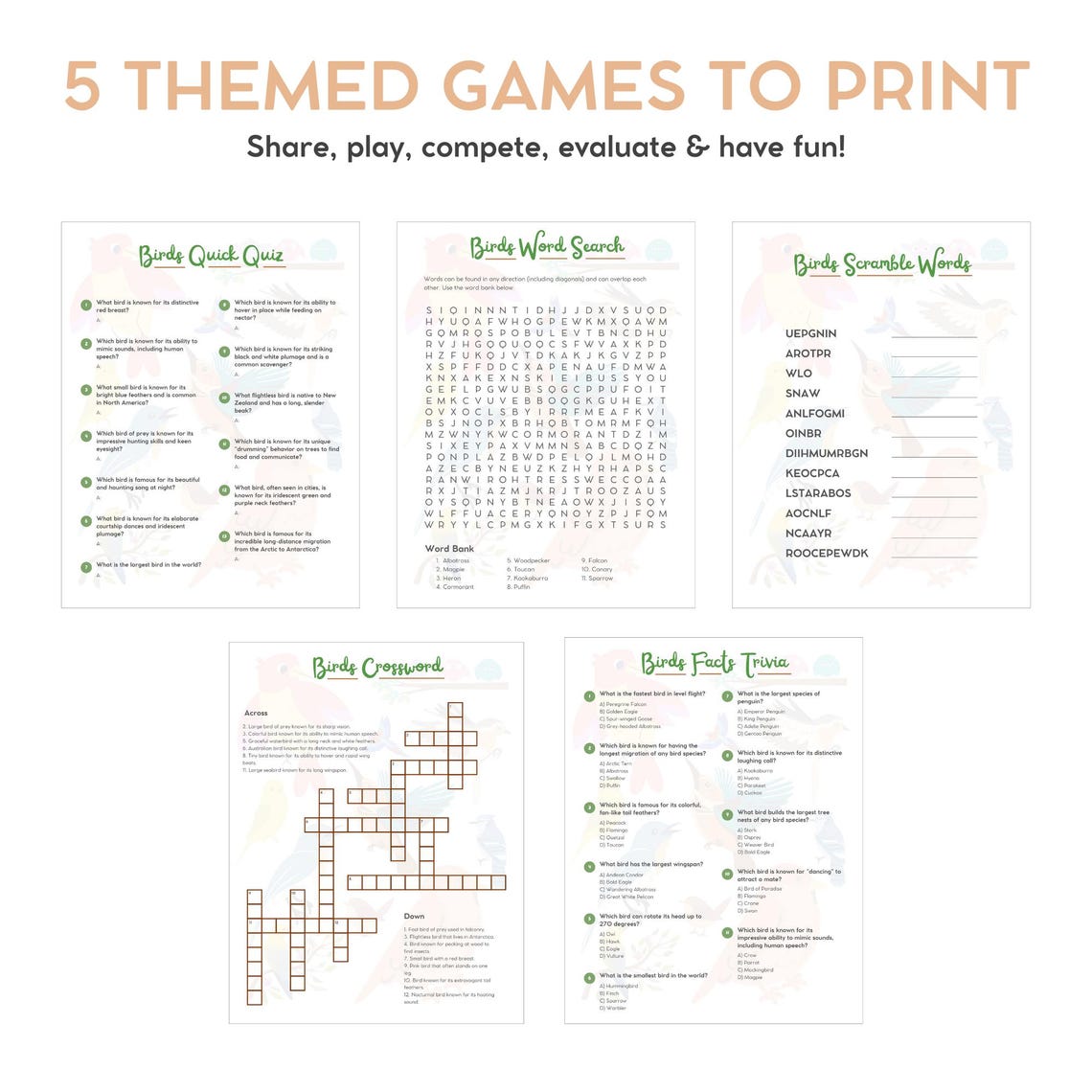 Printable Games, Group Games, Trivia Games Bundle, Fun Games for Adults ...