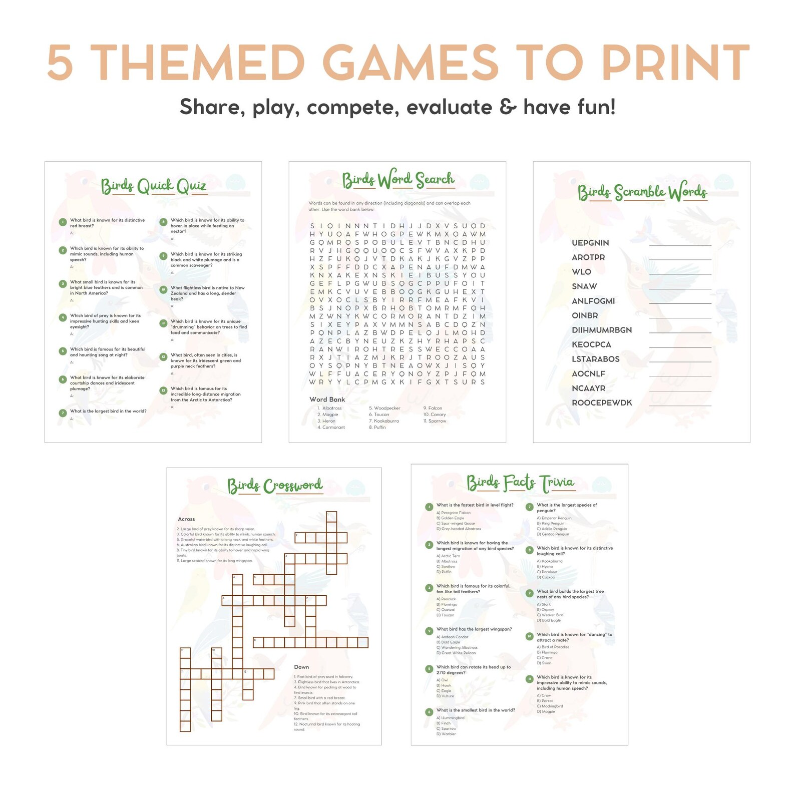 Printable Games, Group Games, Trivia Games Bundle, Fun Games for Adults ...