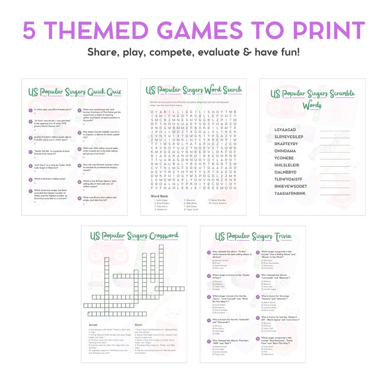 Printable Games, Group Games, Trivia Games Bundle, Fun Games for Adults ...