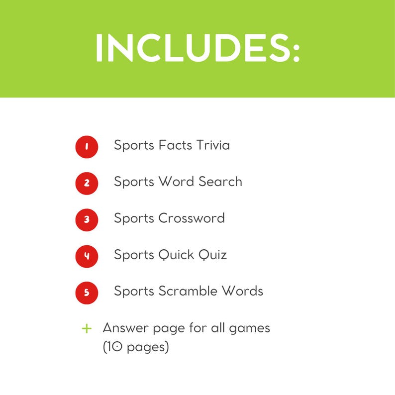 Sports Themed Printable Games, Group Games, Trivia Games Bundle, Fun ...