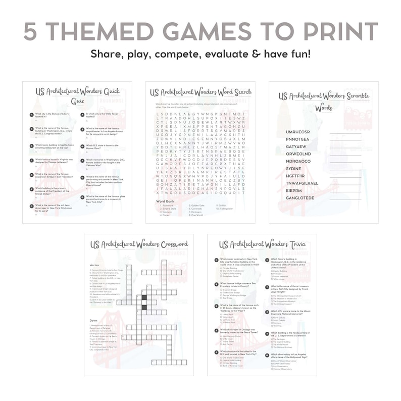 Printable Games, Group Games, Trivia Games Bundle, Fun Games for Adults ...