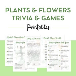 Plants and Flowers Themed Printable Games, Group Games, Trivia Games ...
