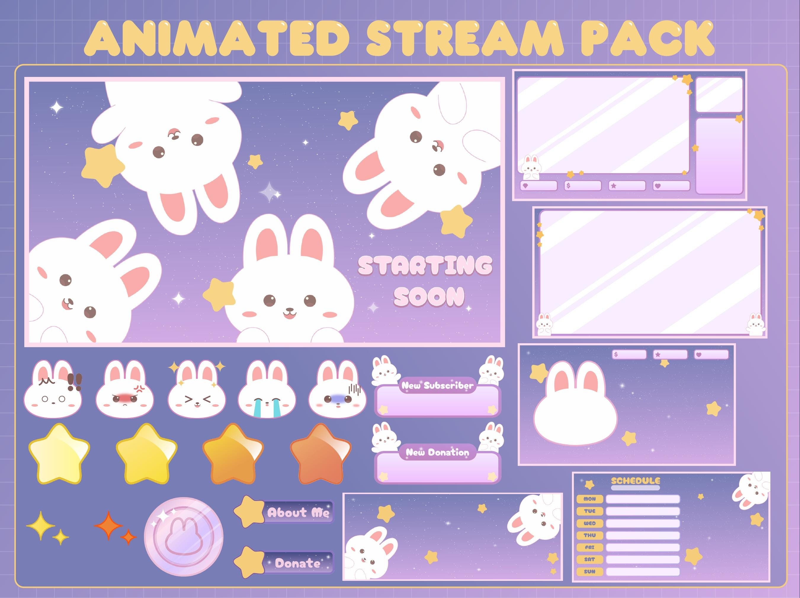Rabbits in the Sky Twitch Animated Stream Pack | Overlay Package ...