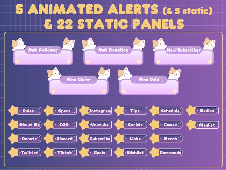 Cats in the Sky Twitch Animated Stream Pack | Overlay Package | Twitch ...