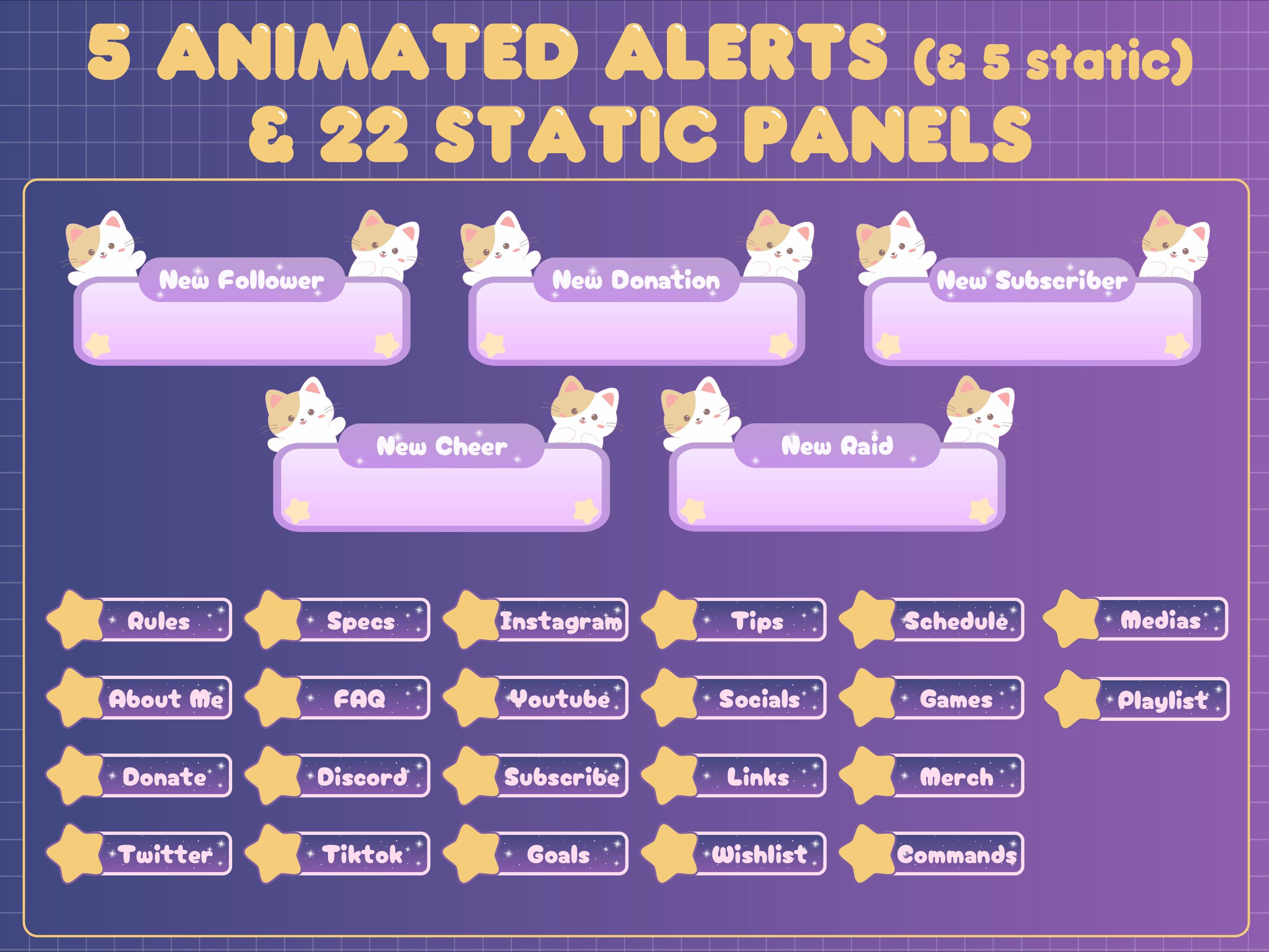 Cats in the Sky Twitch Animated Stream Pack | Overlay Package | Twitch ...