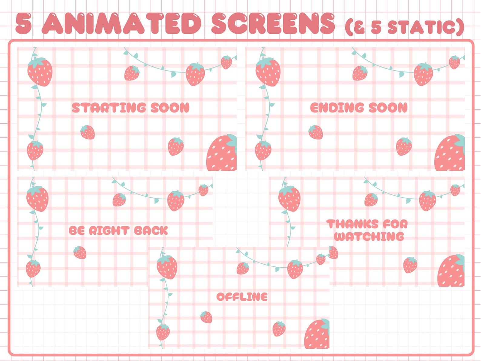 Strawberry Twitch Animated Stream Pack | Overlay Package | Twitch ...