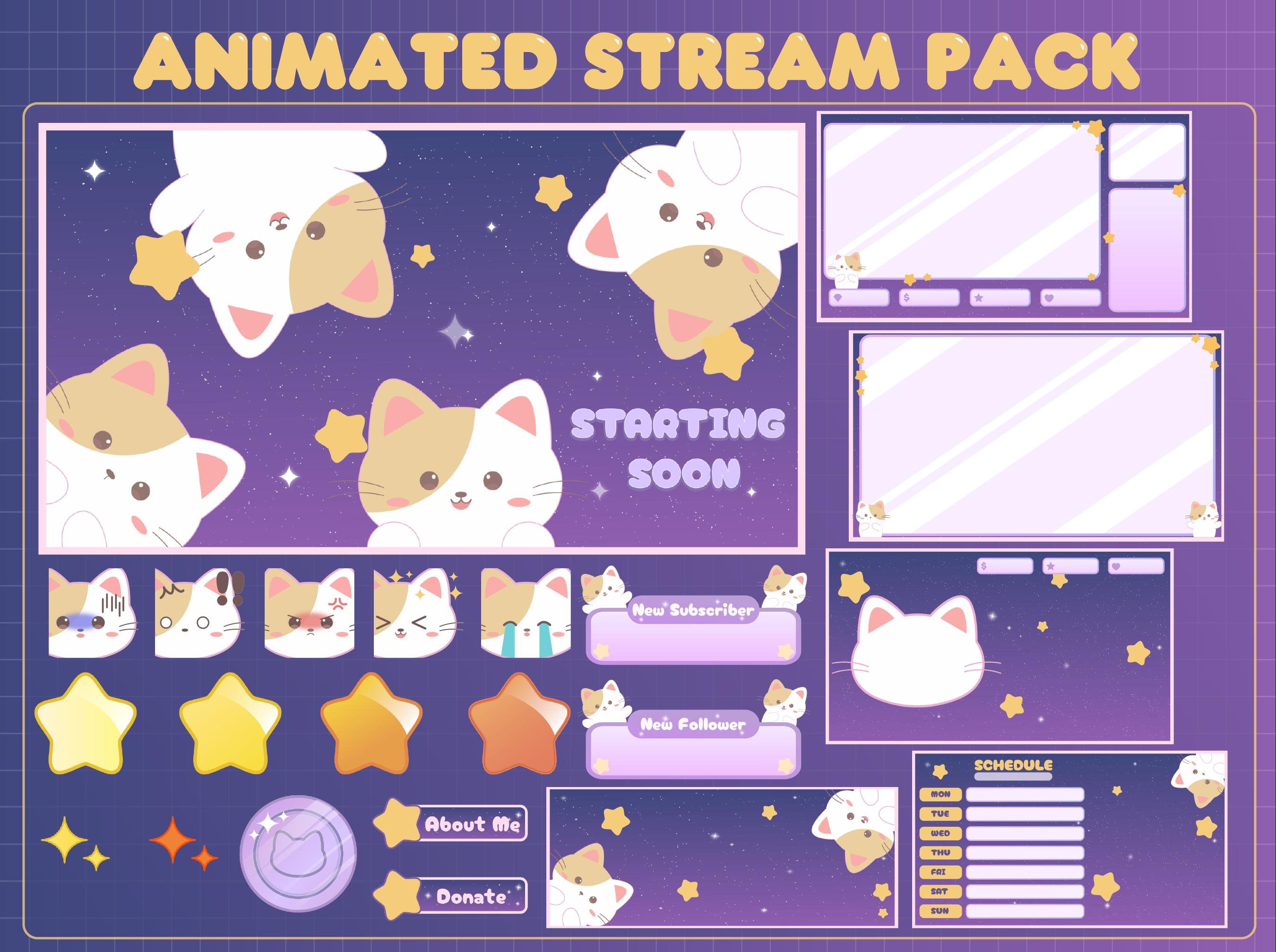 Cats in the Sky Twitch Animated Stream Pack | Overlay Package | Twitch ...