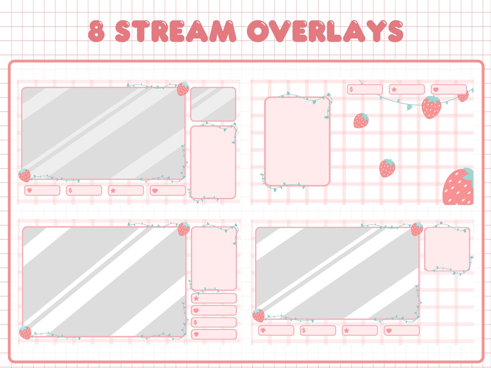 Strawberry Twitch Animated Stream Pack | Overlay Package | Twitch ...