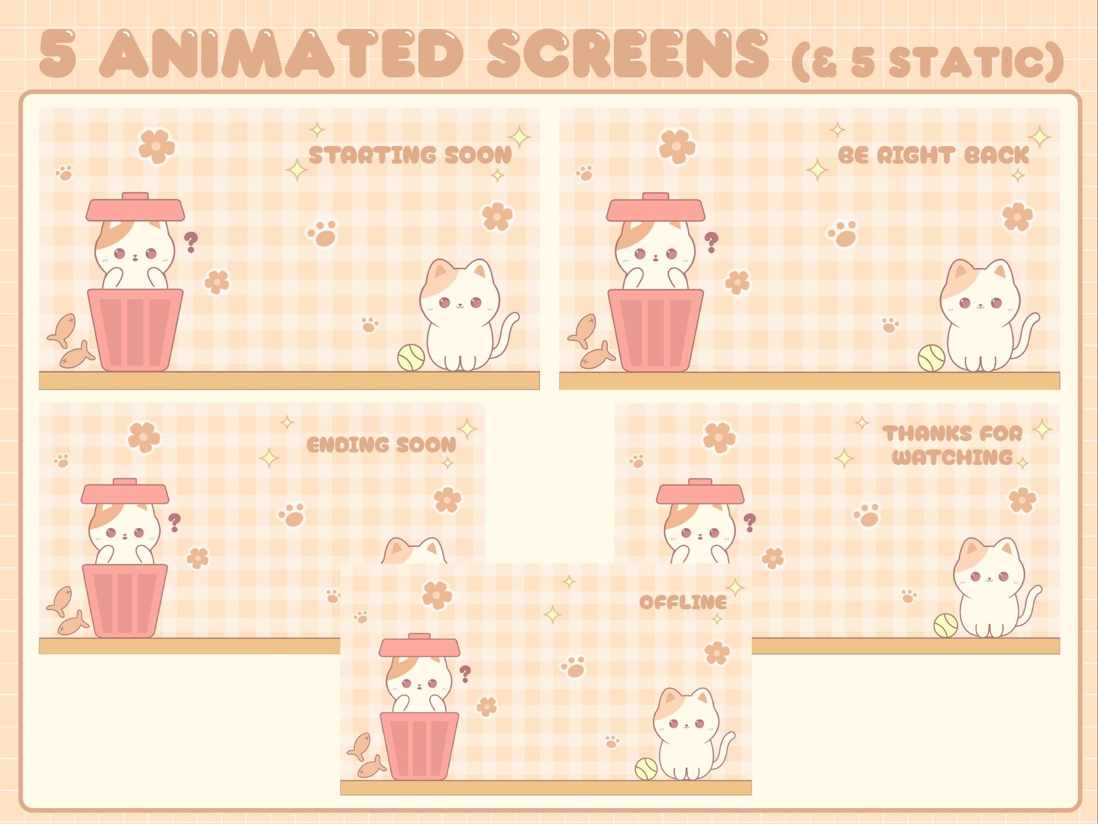 Playing Cat Twitch Animated Stream Package | Overlay Package | Twitch ...