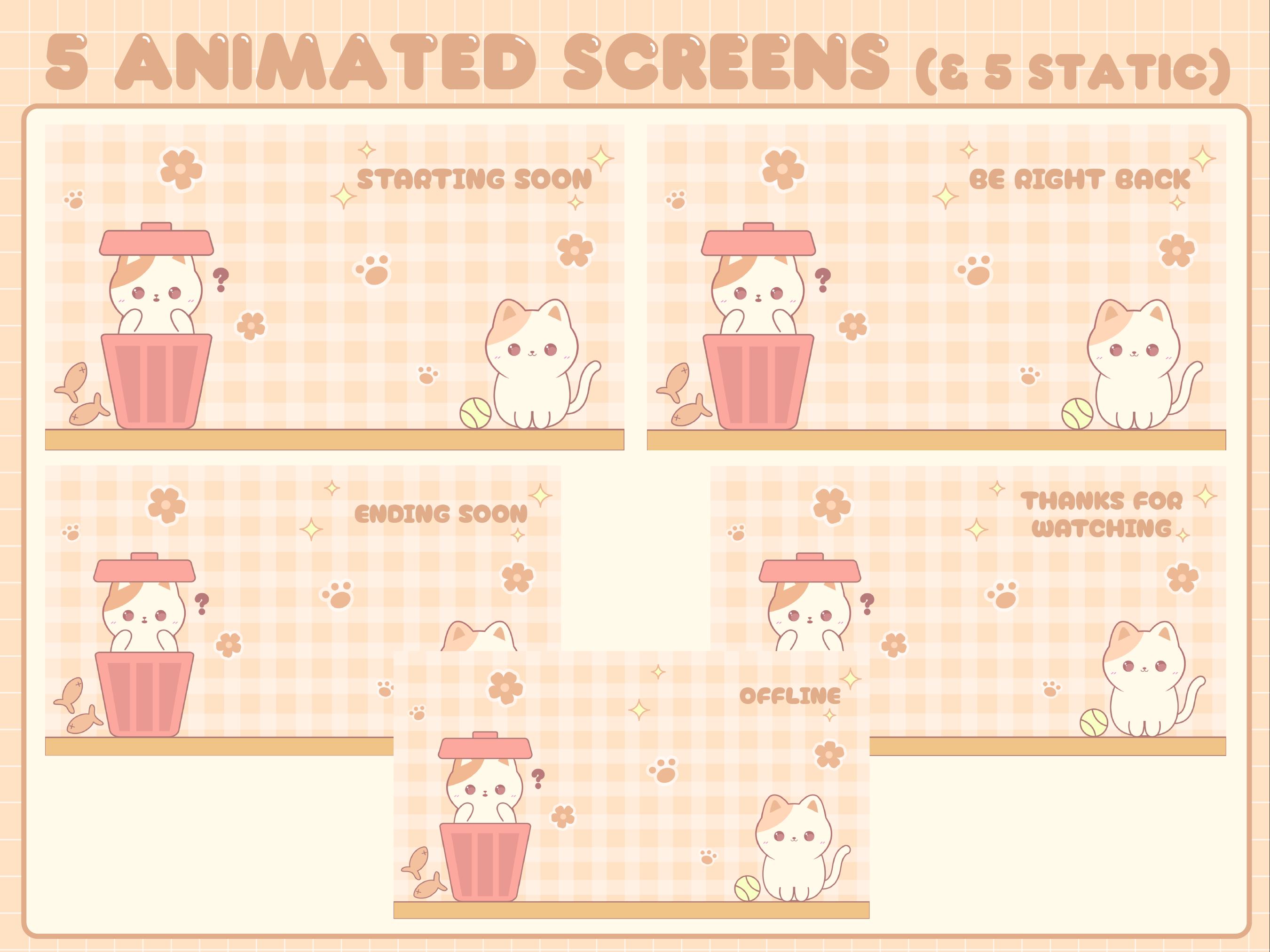 Playing Cat Twitch Animated Stream Package | Overlay Package | Twitch ...
