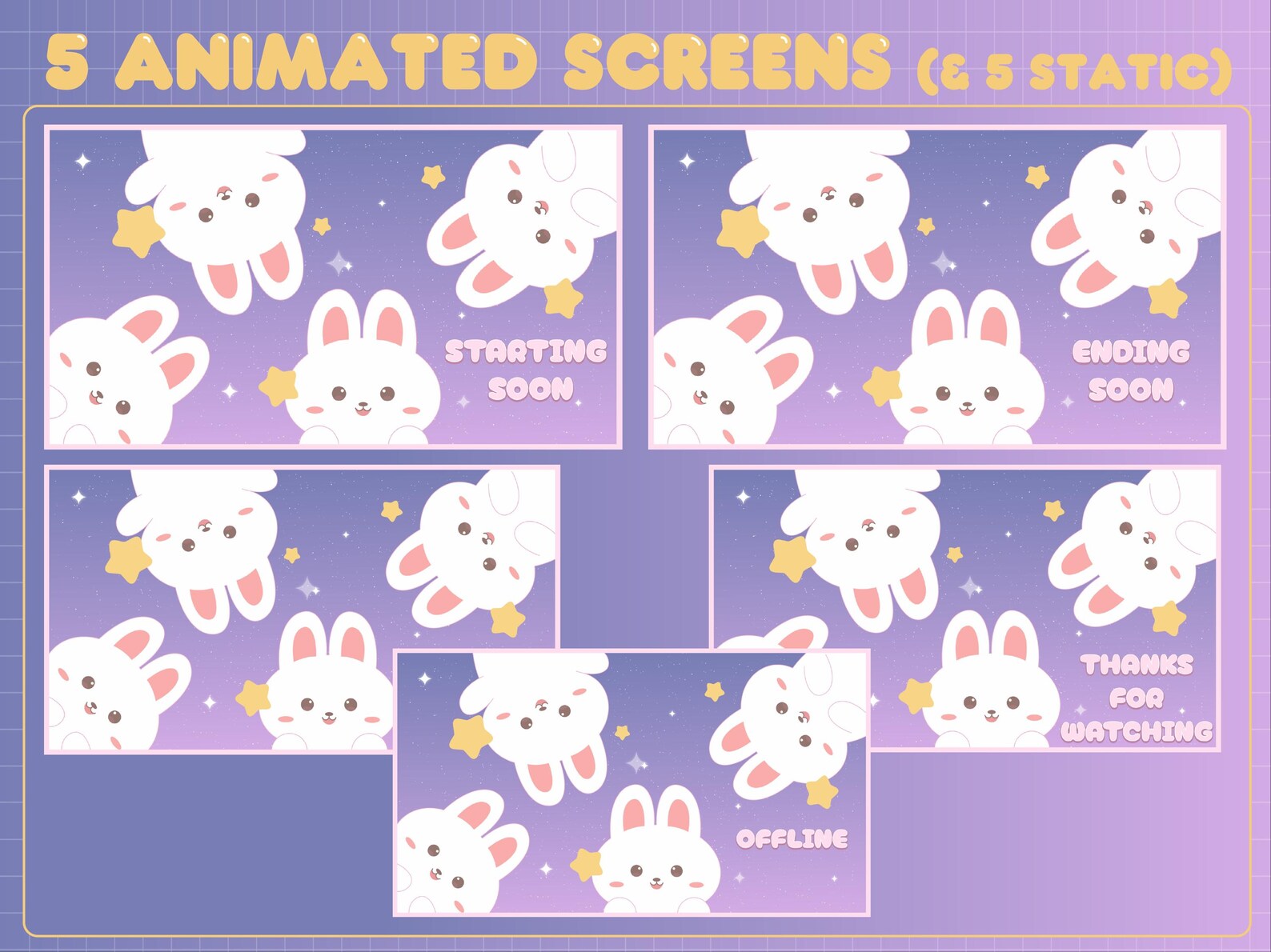 Rabbits in the Sky Twitch Animated Stream Pack | Overlay Package ...