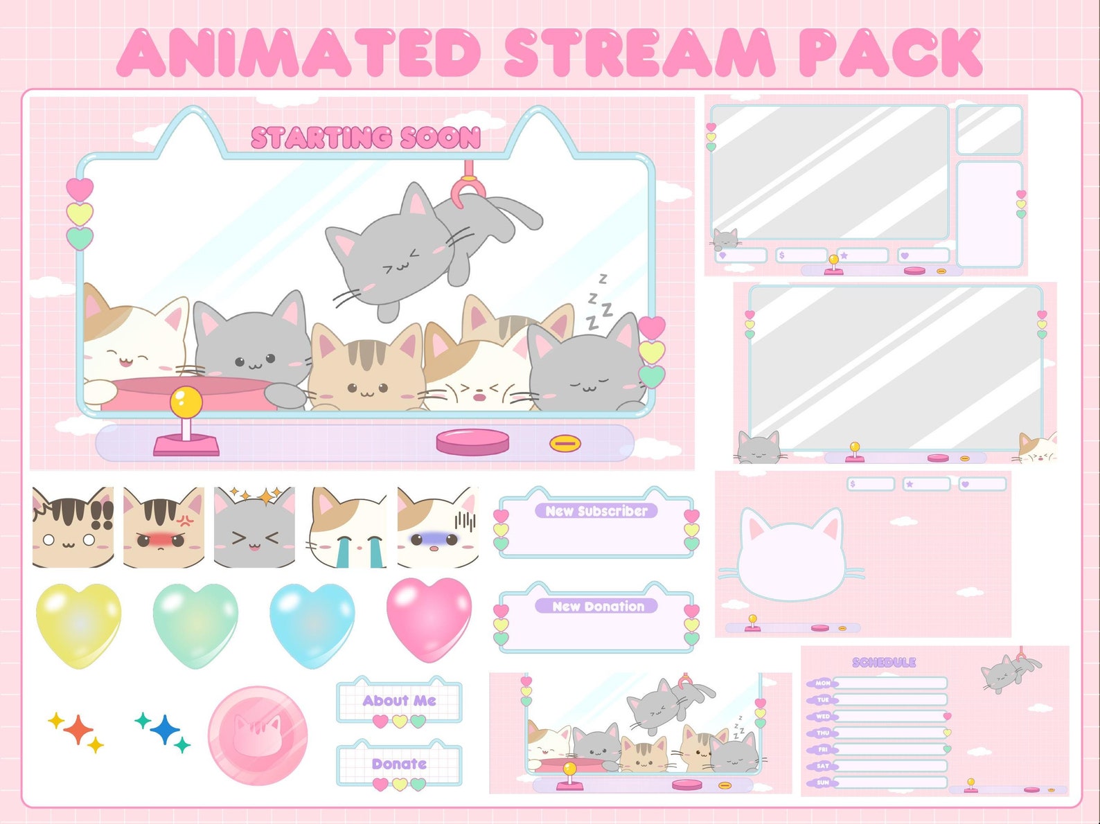 Cats Claw Machine Twitch Animated Stream Pack | Overlay Package ...