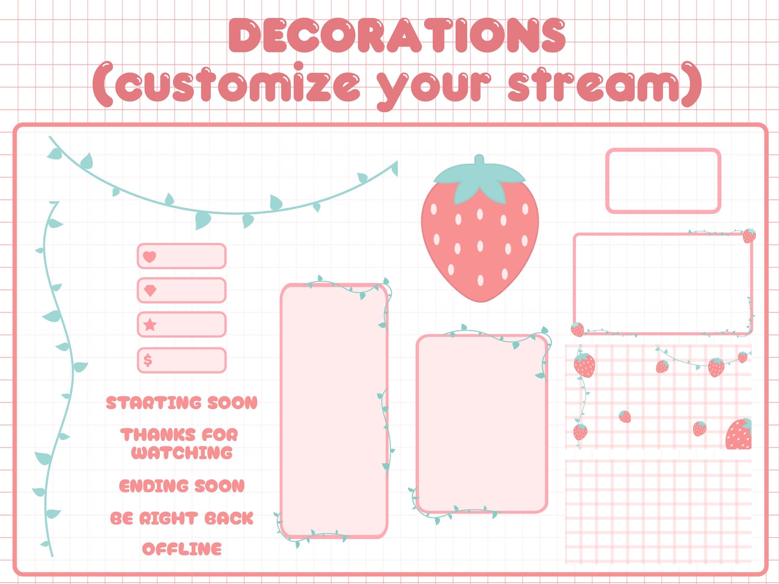 Strawberry Twitch Animated Stream Pack | Overlay Package | Twitch ...