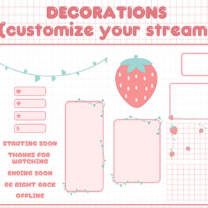 Strawberry Twitch Animated Stream Pack | Overlay Package | Twitch ...