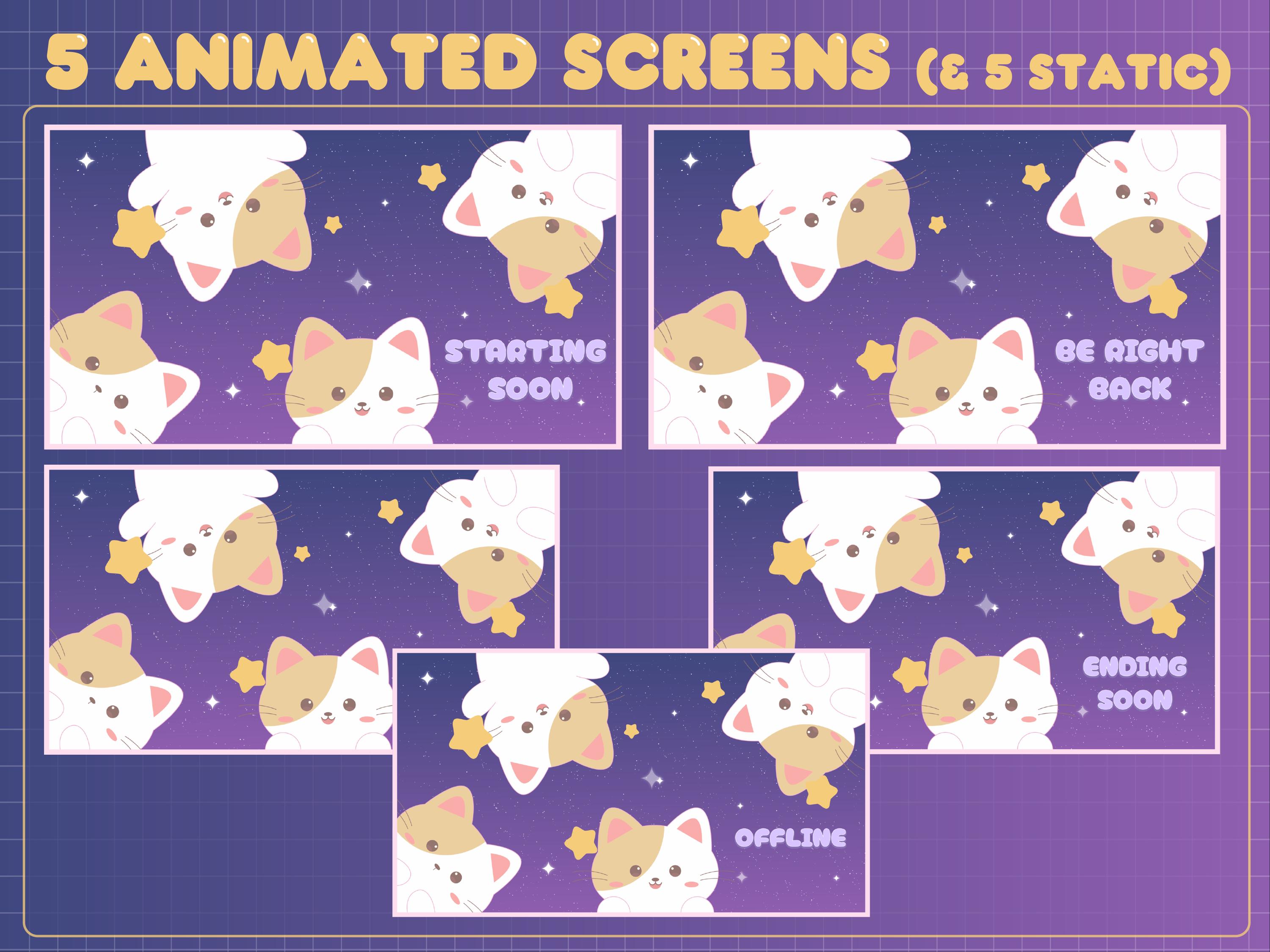 Cats in the Sky Twitch Animated Stream Pack | Overlay Package | Twitch ...