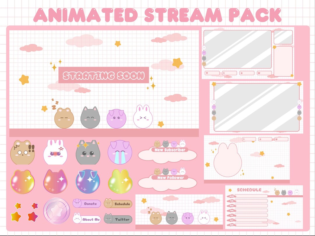 Cute Animals Bouncing Balls Twitch Animated Stream Package | Overlay ...