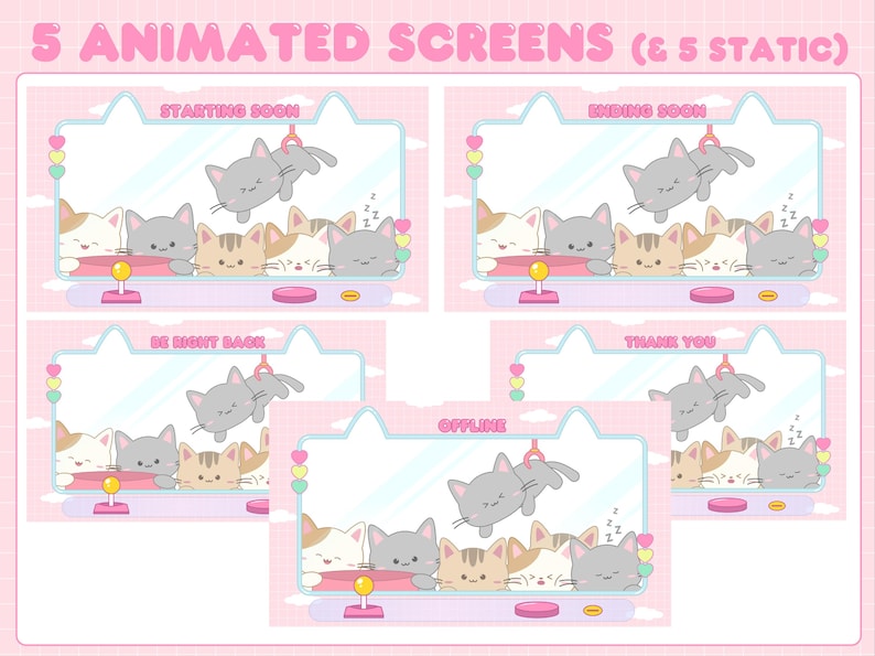 Cats Claw Machine Twitch Animated Stream Pack | Overlay Package ...