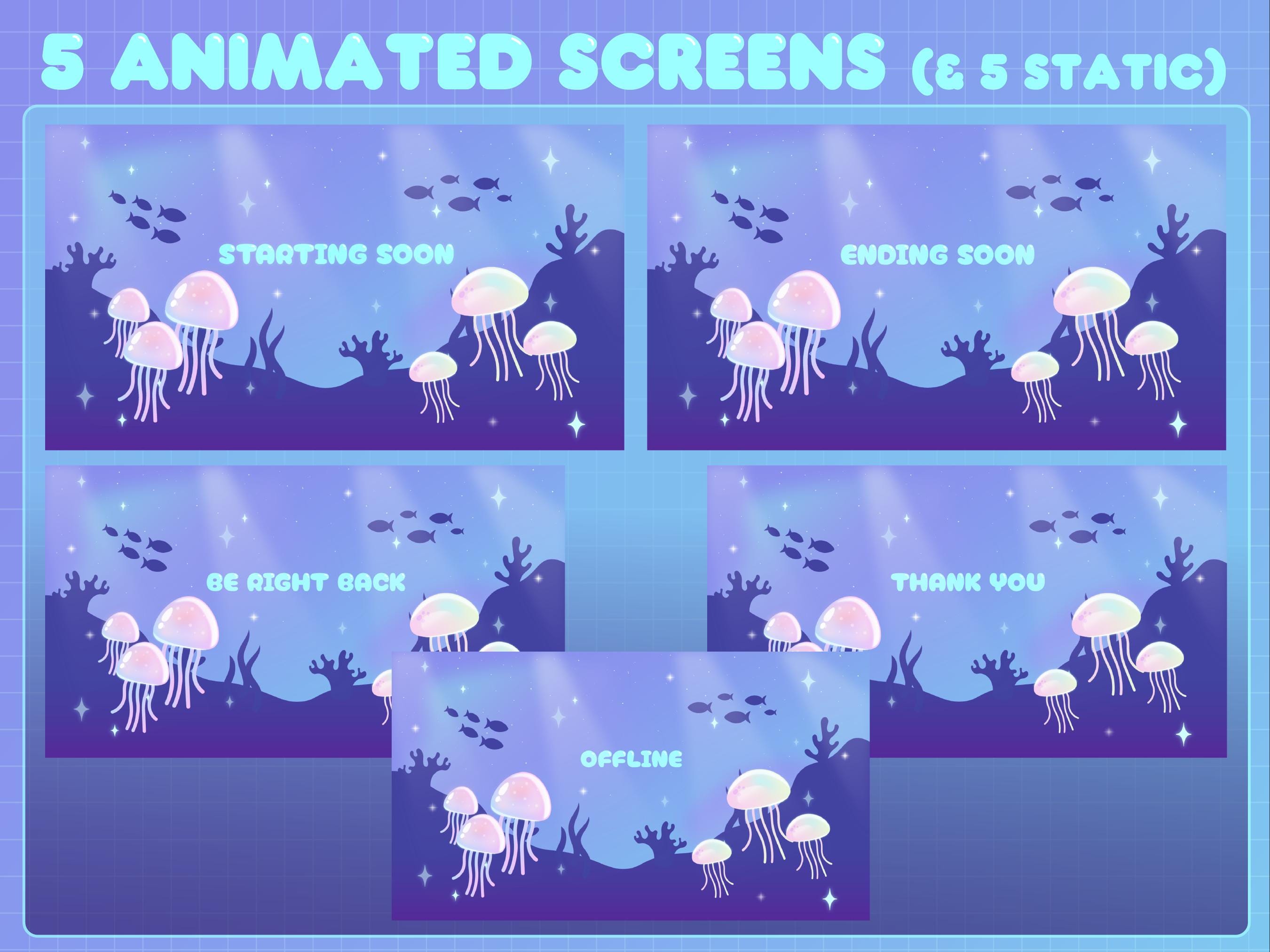 Jellyfish Underwater Twitch Animated Stream Package | Overlay Package ...