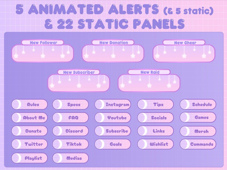 Cute Stars Constellation Twitch Animated Stream Package | Overlay ...