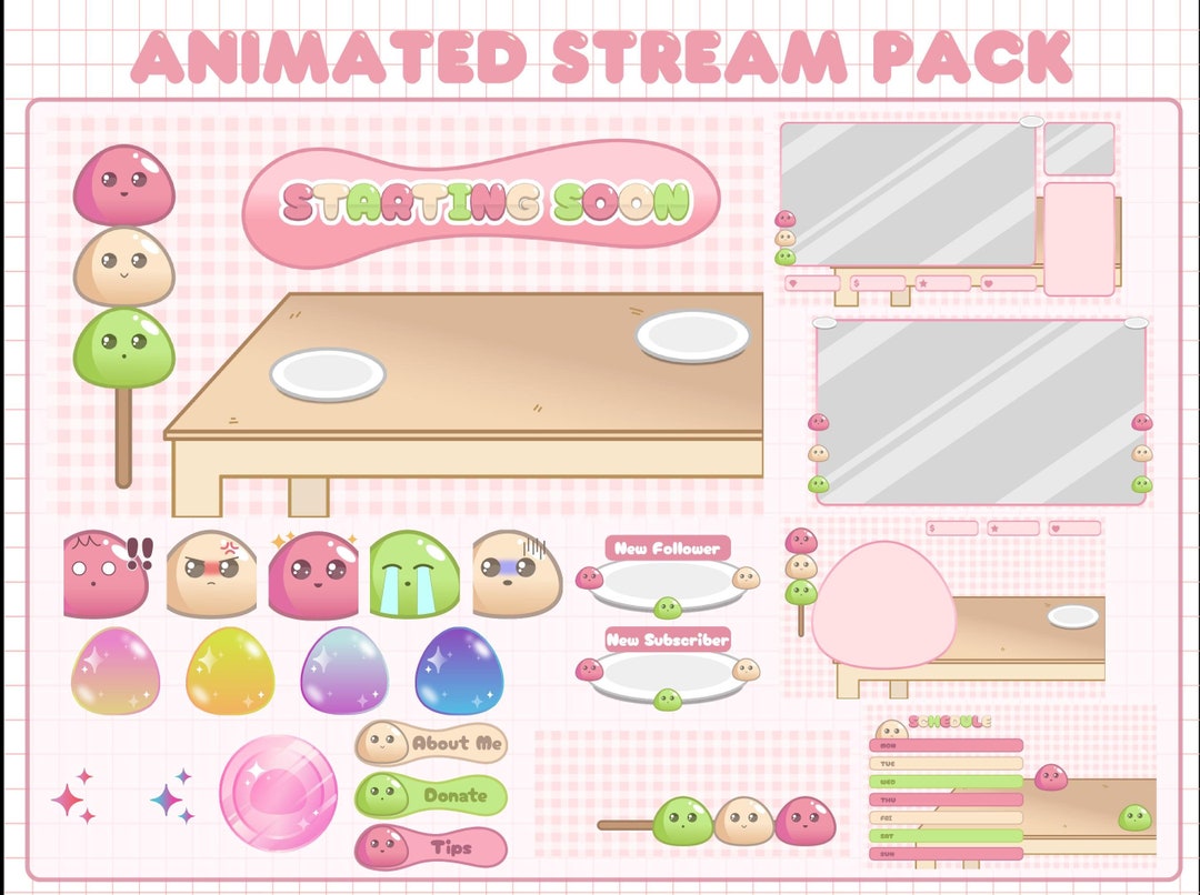 Jumping Mochi Twitch Animated Stream Package | Overlay Package | Twitch ...
