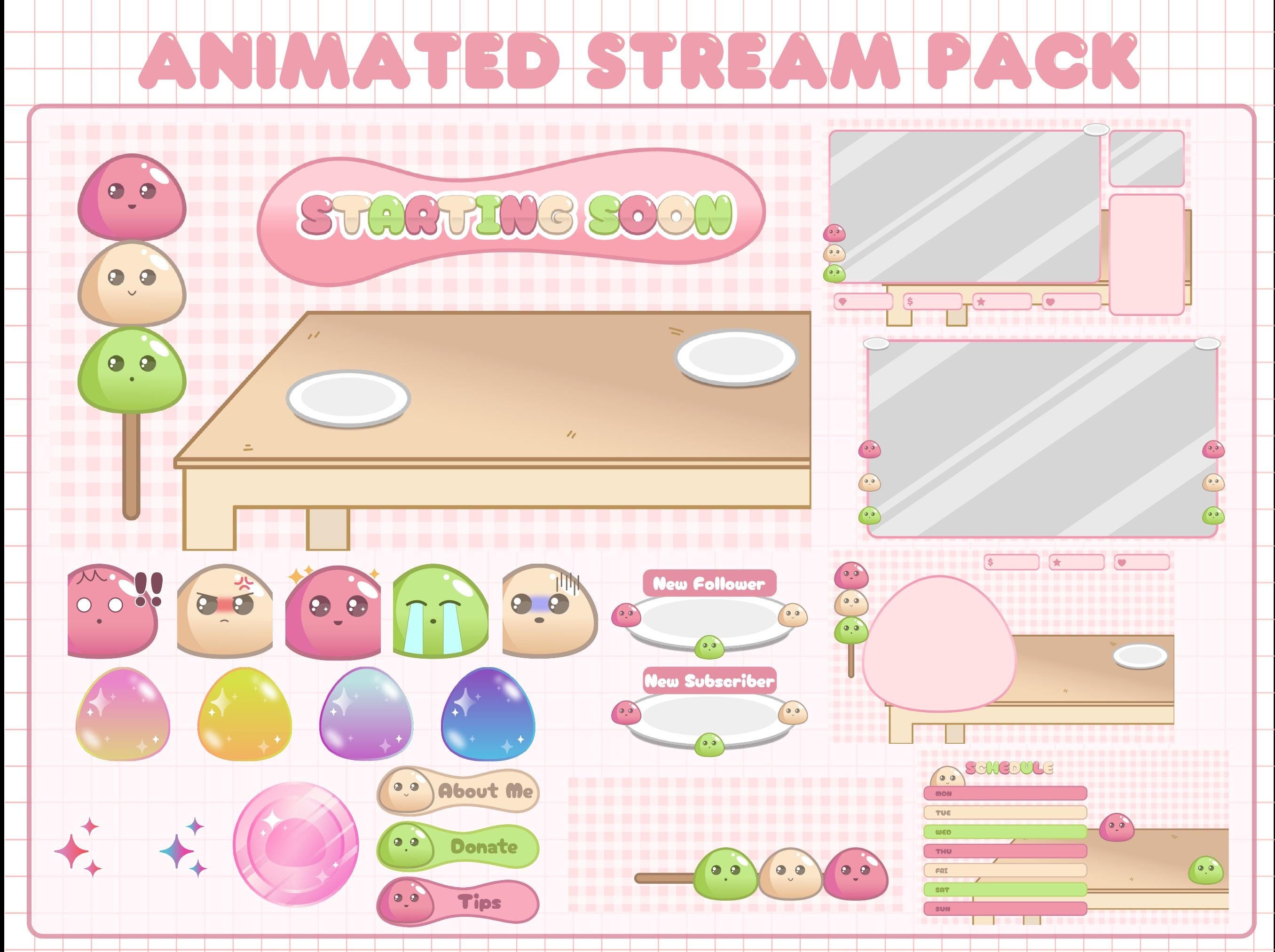 Jumping Mochi Twitch Animated Stream Package | Overlay Package | Twitch ...