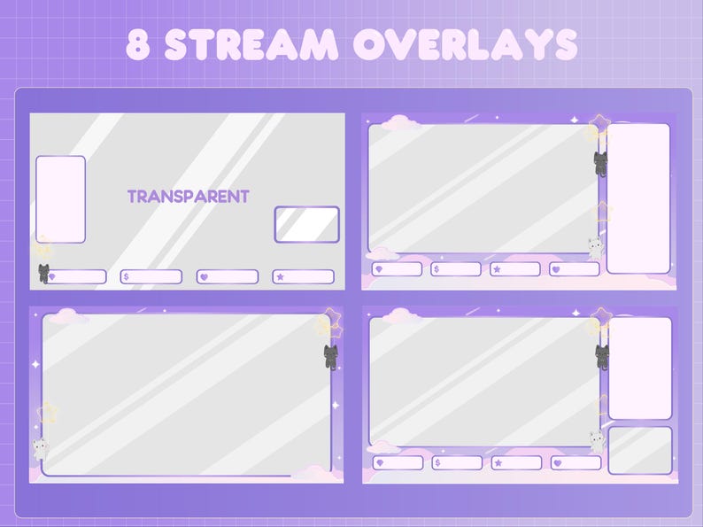 Cat Baloon Twitch Animated Stream Package | Overlay Package | Twitch ...