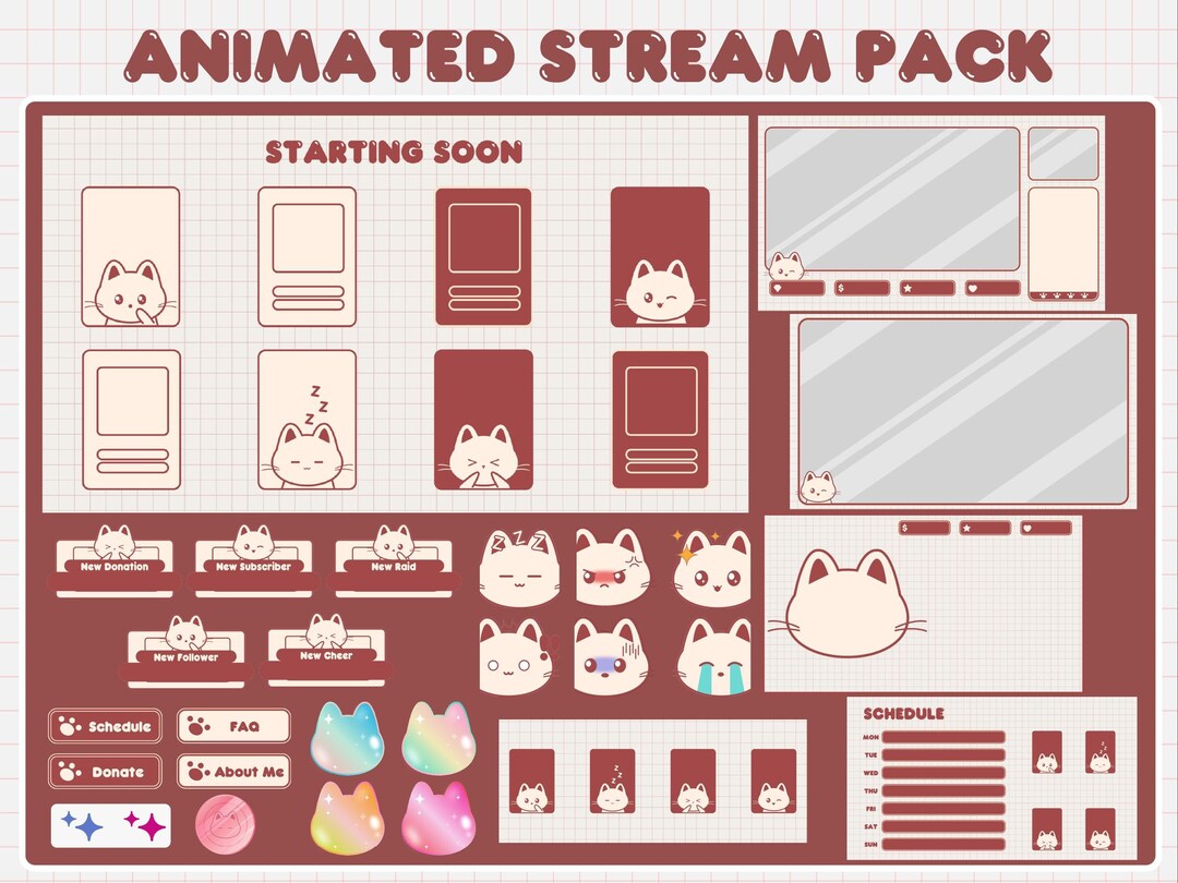 Cat Window Twitch Animated Stream Package | Overlay Package | Twitch ...