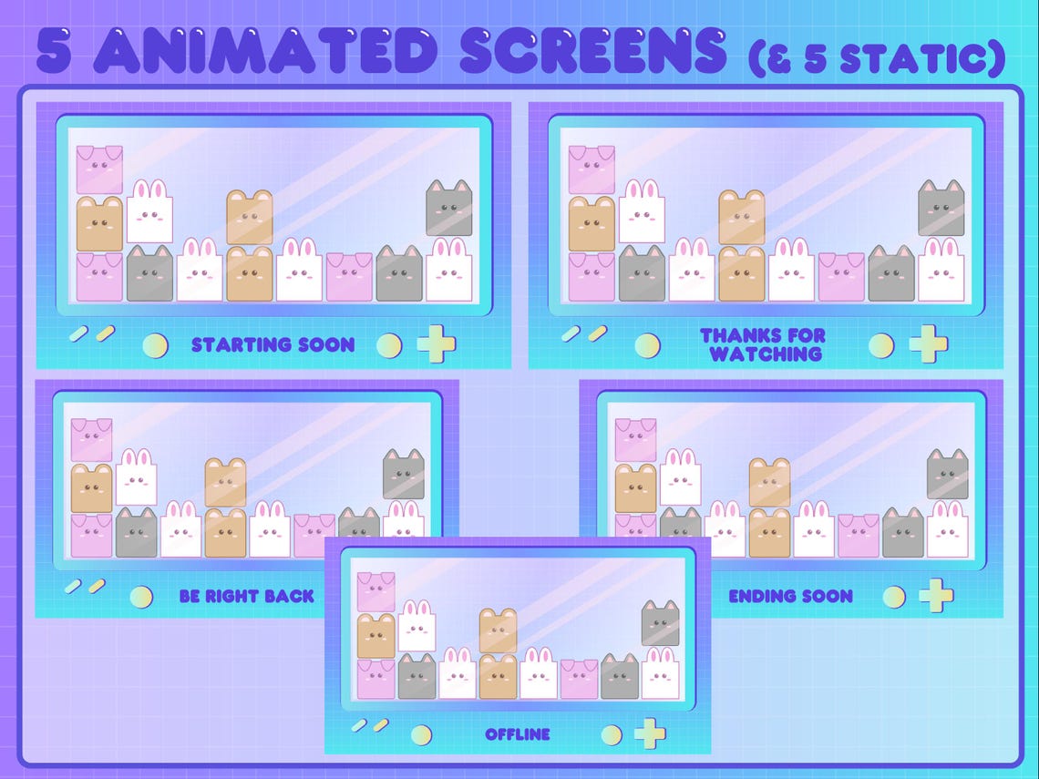 Cute Tetris Game Twitch Animated Stream Pack | Overlay Package | Twitch ...