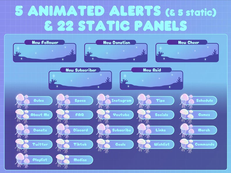 Jellyfish Underwater Twitch Animated Stream Package | Overlay Package ...