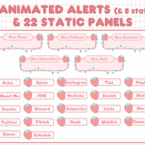 Strawberry Twitch Animated Stream Pack | Overlay Package | Twitch ...