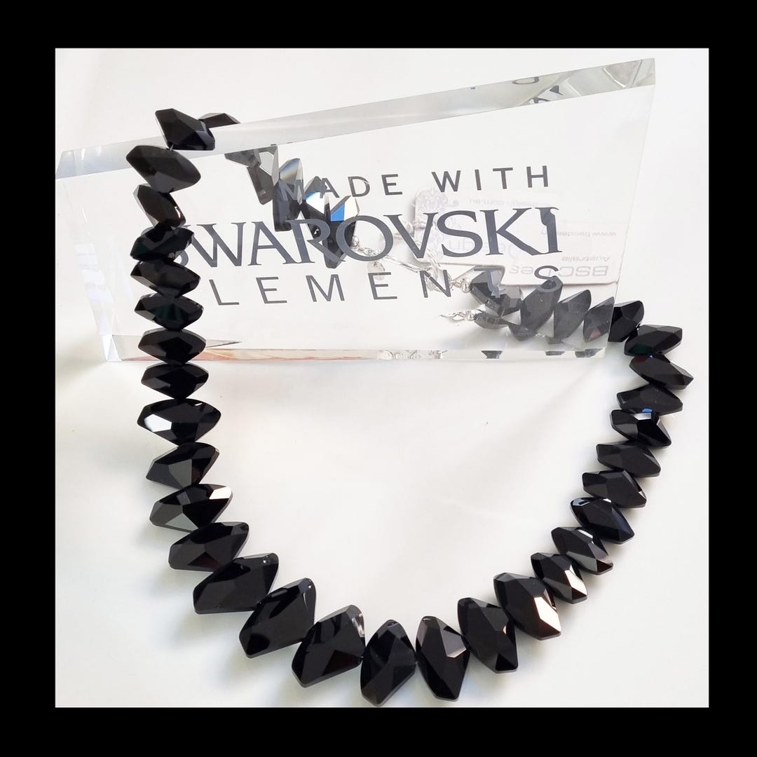 Swarovski Crystal Jet Galactic Necklace 925 Sterling Silver - Etsy