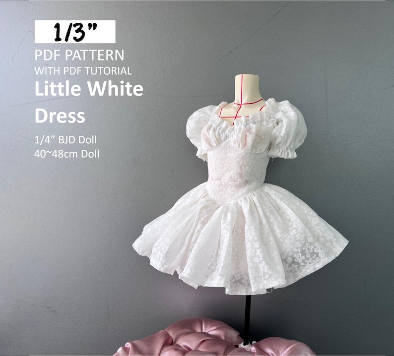 1/3 BJD Doll PDF Sewing Pattern: White Dress (pdf Download) 60-70cm ...