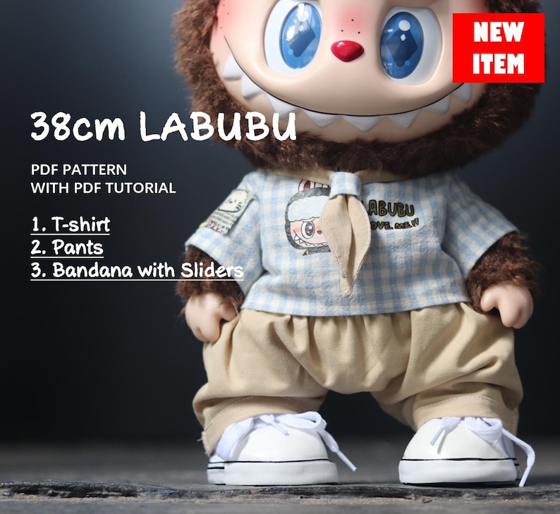 Clothes for 38cm Labubu Doll/ T-shirt / Pants / 38CM LABUBU Macaron ...
