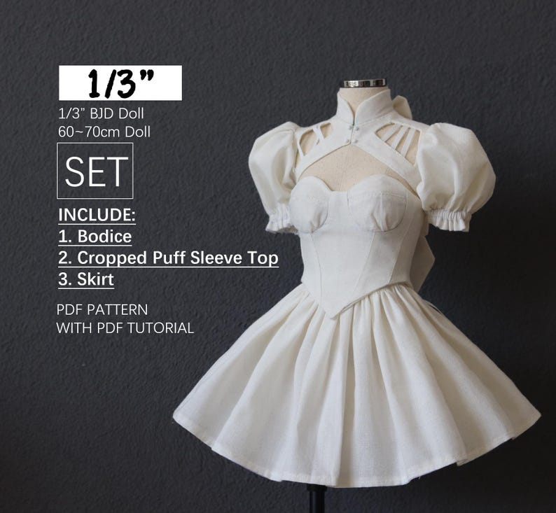Cropped Puff Sleeve Top, Cheongsam-inspired, Skirt, Bodice, Instant ...