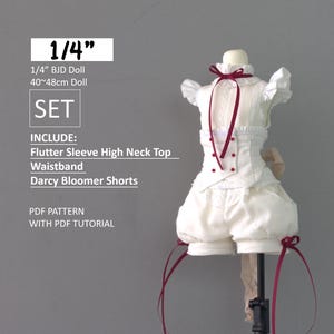 1/4 BJD Doll Clothes PDF Sewing Pattern: Flutter Sleeve High Neck Top ...