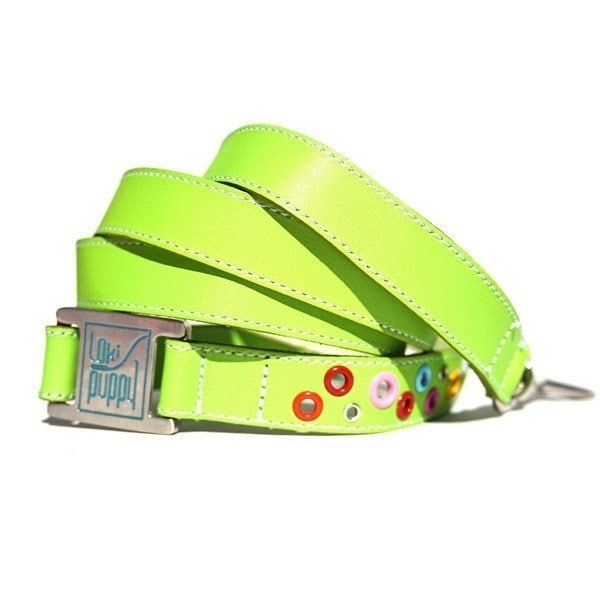 Loki Puppy Leather Dog Leash Lime Green | Etsy