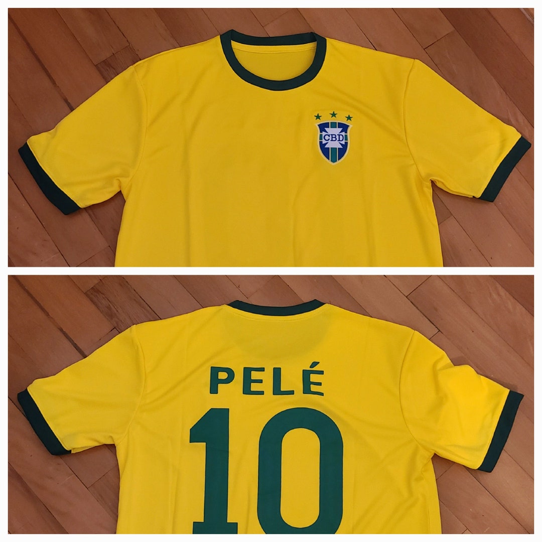 New Pele Brazil Retro Soccer Jersey All Sizes Available Kids and Adults ...