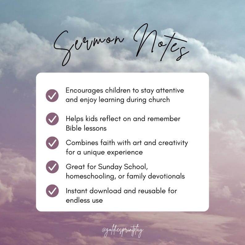 Interactive Kids Sermon Notes Printable | Bible Activity Sheets for ...