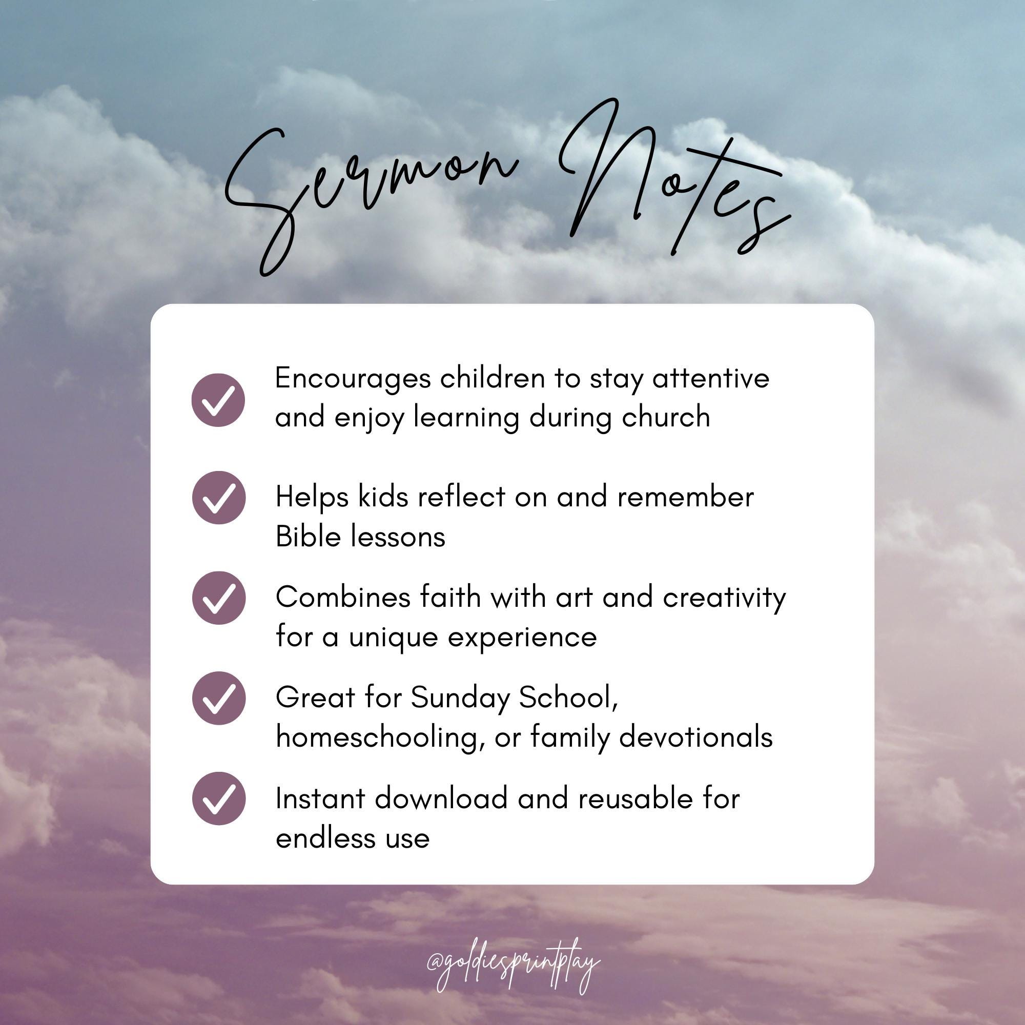 Interactive Kids Sermon Notes Printable | Bible Activity Sheets for ...