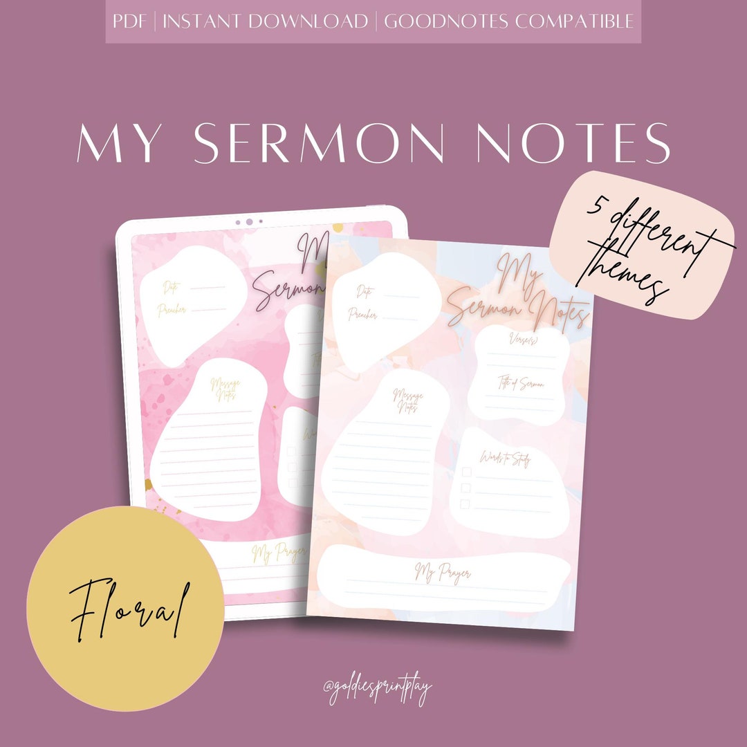 Soft Pastel Watercolor Sermon Notes for Young Adults / Women | 5x ...