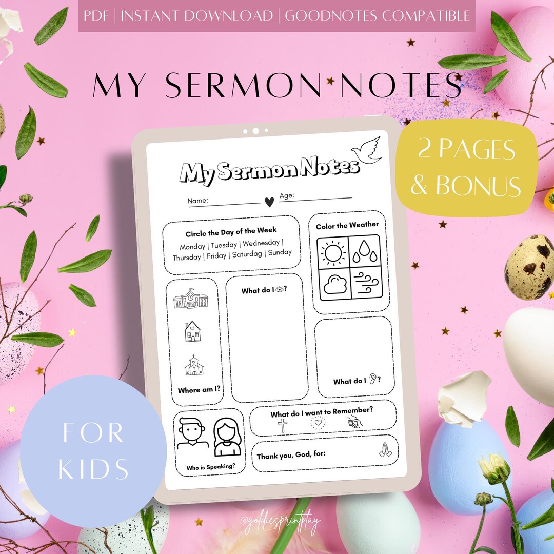 Easter Interactive Kids Sermon Notes Printable | Bible Activity Sheets ...
