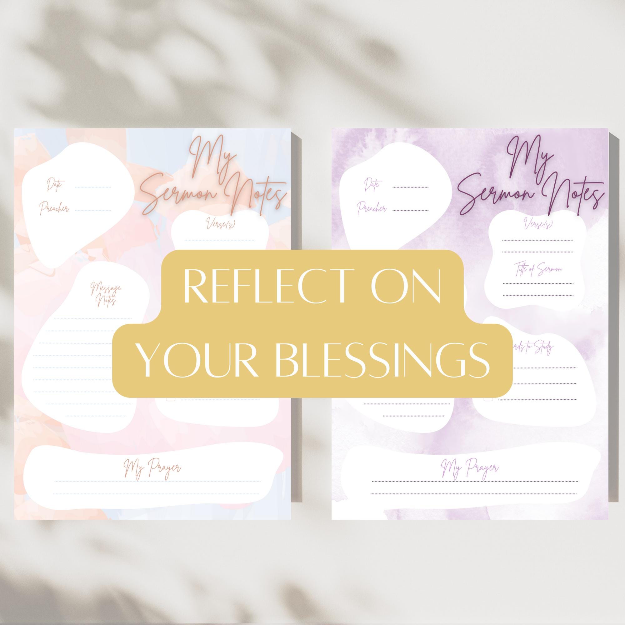 Sermon Notes - Printable Bible Study Template, Devotional Prayer ...