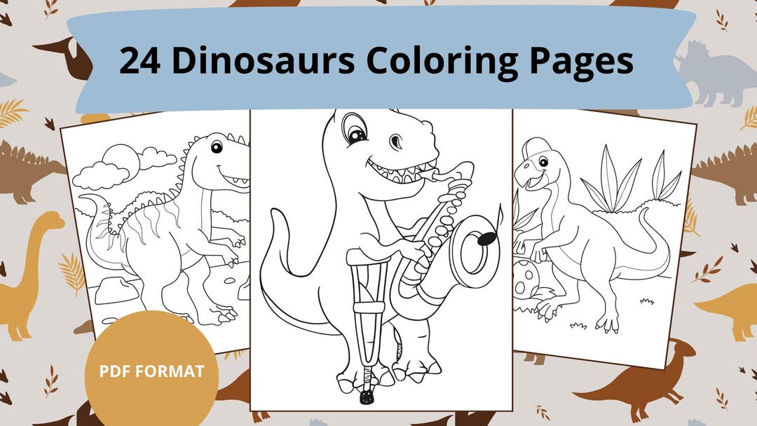 Dino T-rex and Fun Coloring Pages for Kids Perfect for Fall, Back to ...