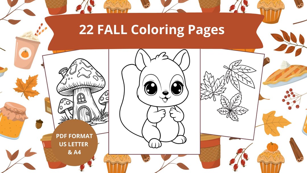 22 Fall Coloring Pages Autumn Coloring Book for Kids ABC Coloring Book ...