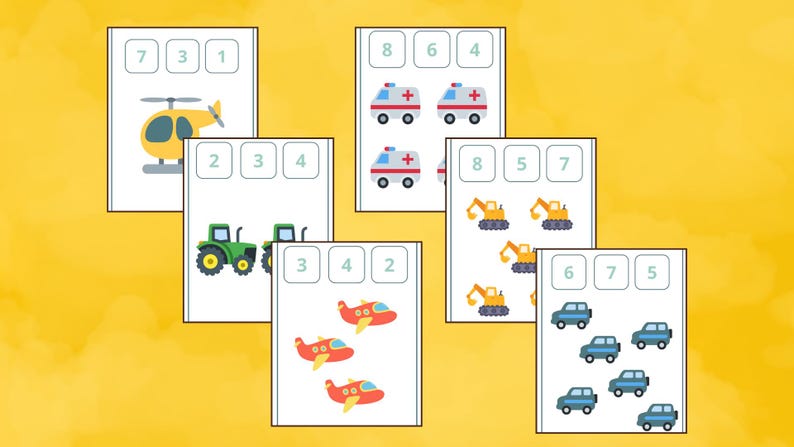 Printable Counting Activity for Kids Vehicles Theme Homeschool ...