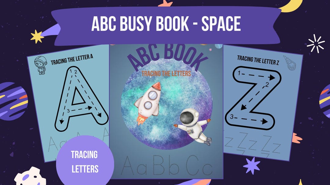 Space-themed ABC Busy Book Toddler Tracing Letters Montessori Quiet ...